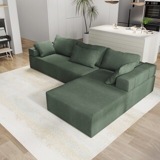 2pc Recliner Sofa Sets, 108" Convertible Green L-shaped Sectional Sofa - Bed Bath & Beyond ...
